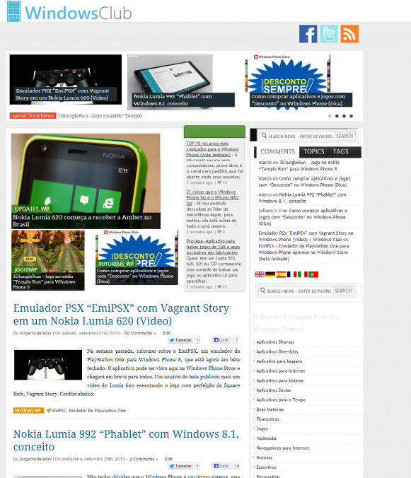 Windows Club com novo visual